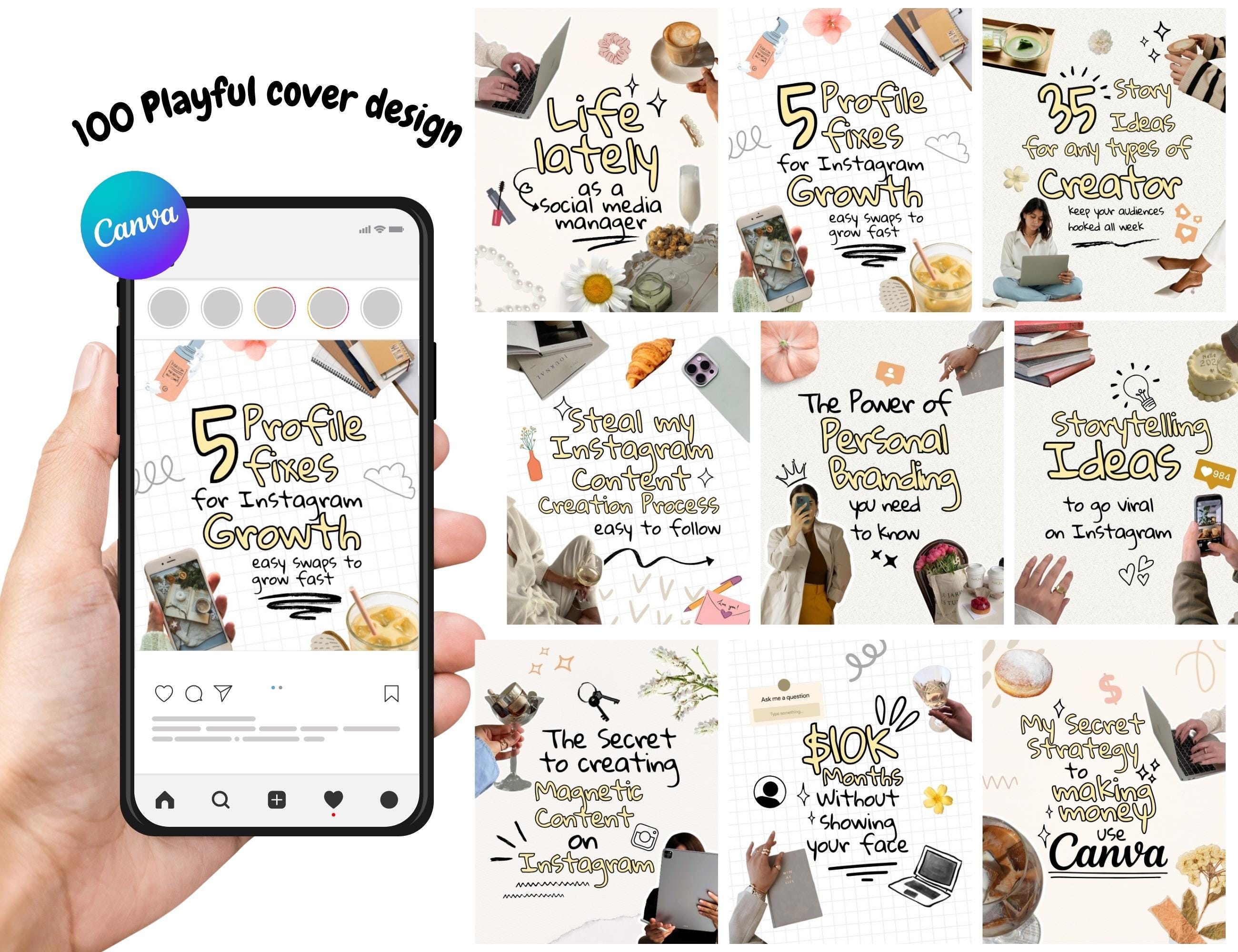 Instagram Carousel Cover Templates for Social Media Manager PLR ...