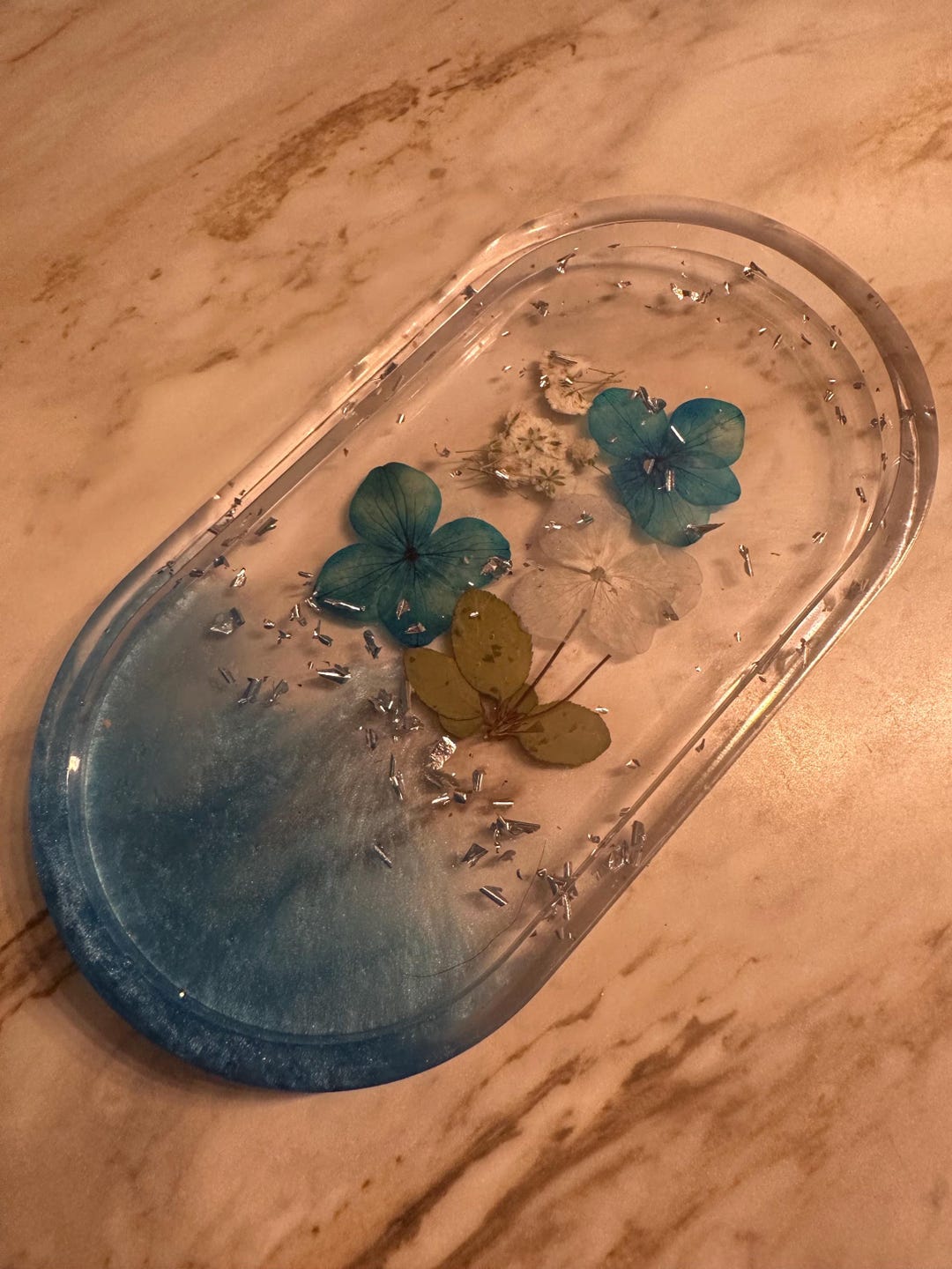 Blue Flowered Vanity Tray - Etsy