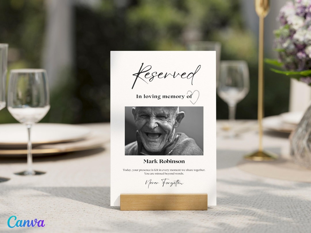 Reserved Seating Sign, in Loving Memory Poster Editable, Wedding ...
