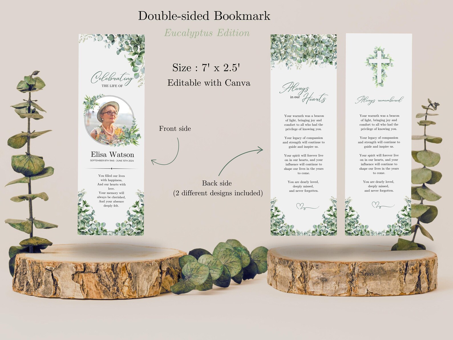 Editable Funeral Bookmark Template Printable Funeral Bookmark Printable ...