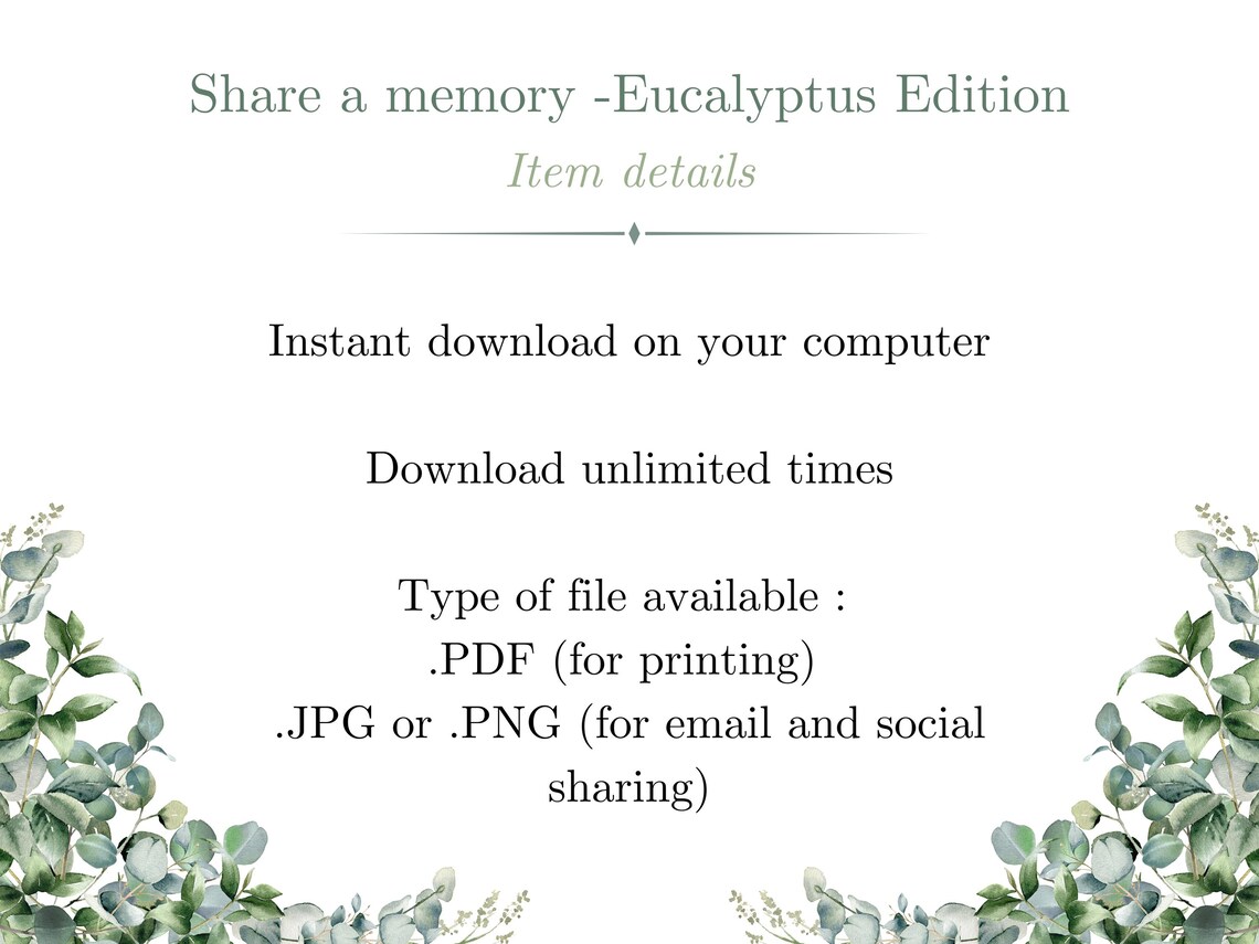 Share a Memory Card Template, Personalized Favorite Memory, Memorial ...