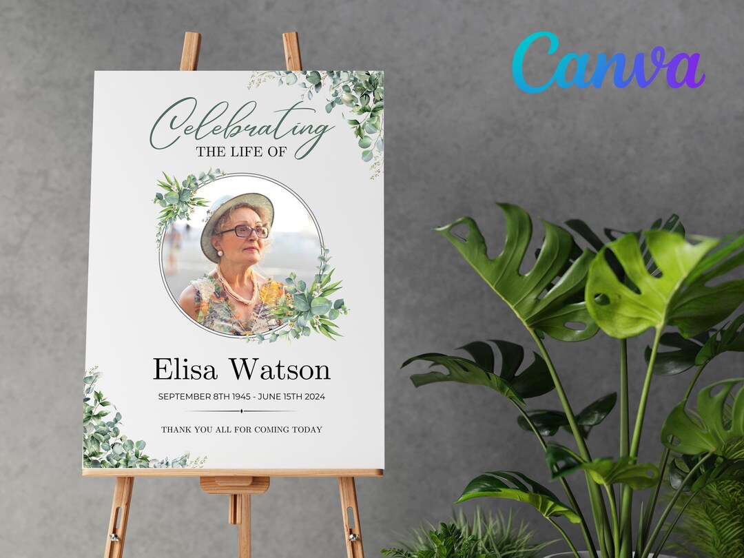 Editable Funeral Welcome Sign Celebration of Life Decoration | Large ...