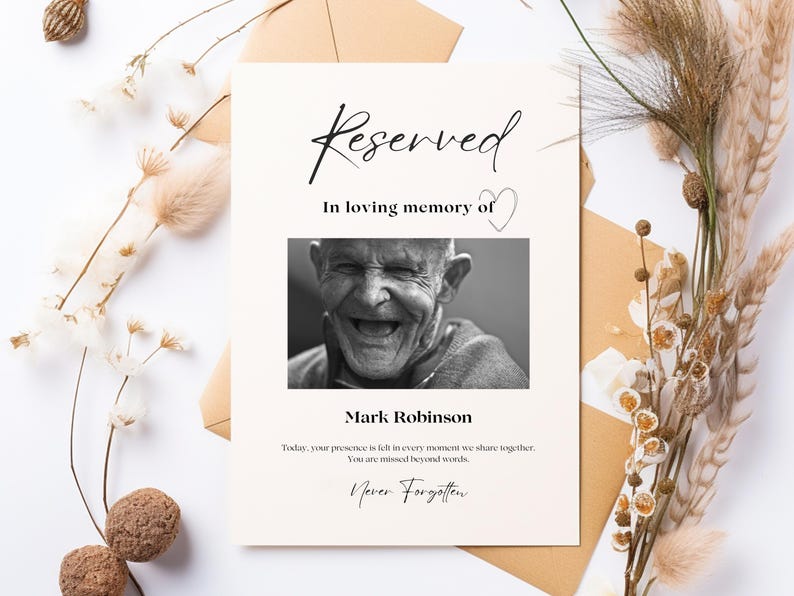 Reserved Seating Sign, in Loving Memory Poster Editable, Wedding ...