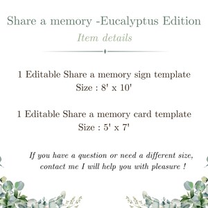 Share a Memory Card Template, Personalized Favorite Memory, Memorial ...