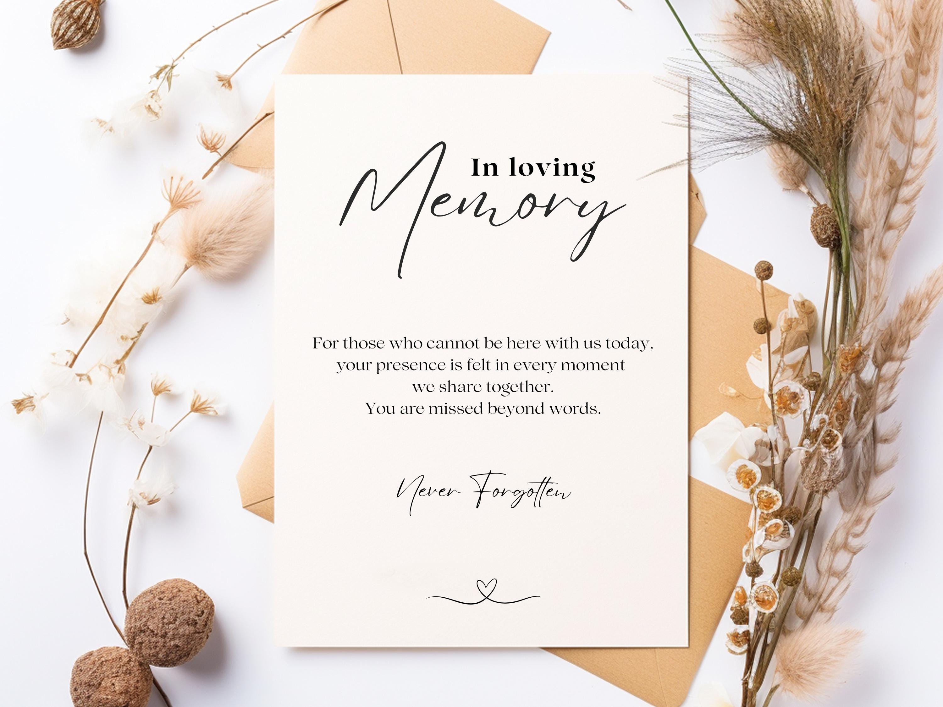 In Loving Memory Sign Editable, Wedding Memorial Sign Template, Funeral ...