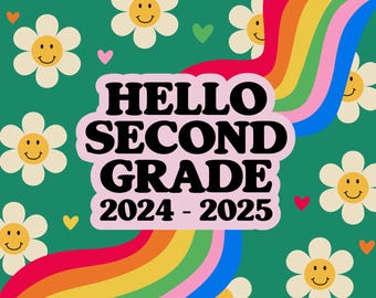 Hello First Grade. Grade 1 Sign. Printable Sign. Digital Download ...