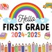 Hello First Grade. Grade 1 Sign. Printable Sign. Digital Download ...