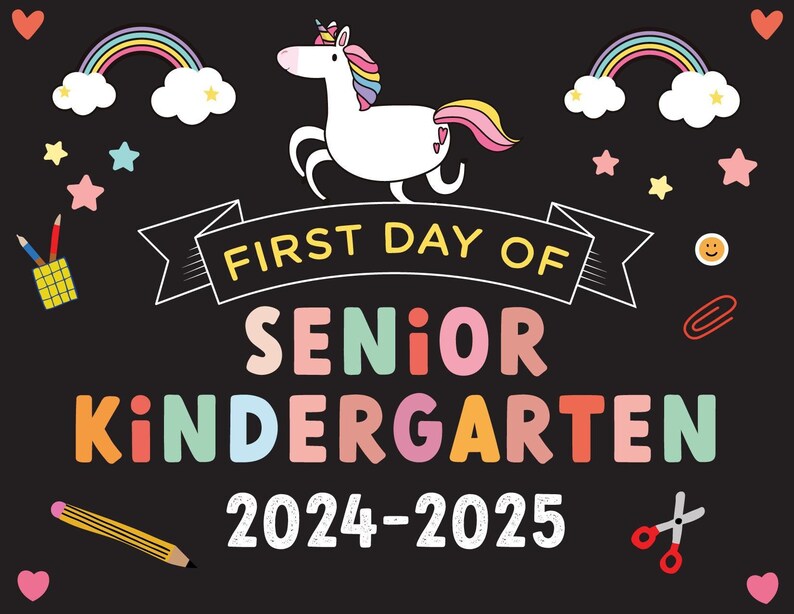 First Day of Senior Kindergarten Sign - Etsy