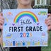 Hello First Grade. Grade 1 Sign. Printable Sign. Digital Download ...