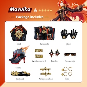 Genshin Impact Mavuika Handmade Cosplay Complete Costume Mavuika Red ...
