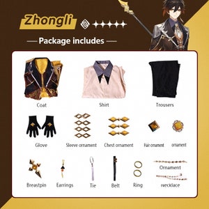 Genshin Impact Zhongli Handmade Cosplay Complete Costume Zhongli Wig ...