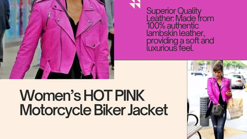 Women's Pink Biker Jacket Motorcycle Jacket Slim Fit Lambskin Leather ...