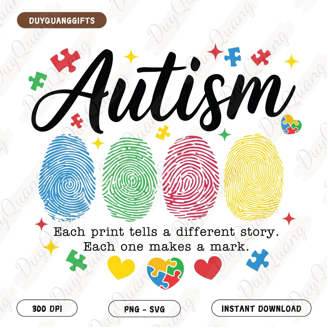 Autism Awareness PNG, Each Print Tells A Different Story SVG, Autism ...