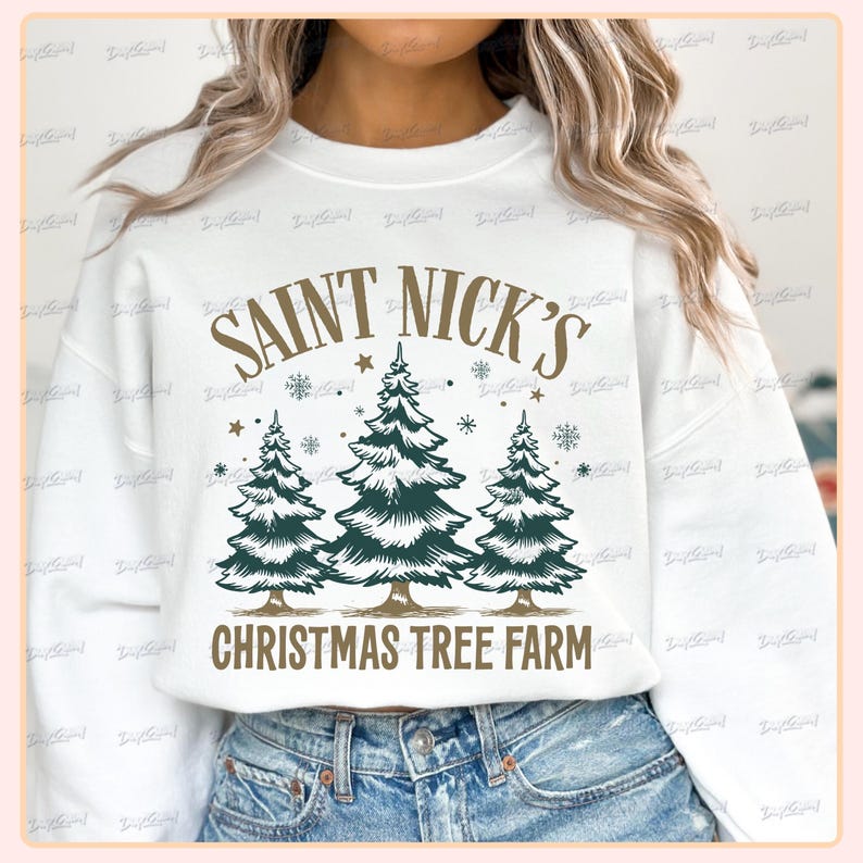 Saint Nick's Christmas Tree Farm PNG SVG, Boho Christmas Png, Trendy ...