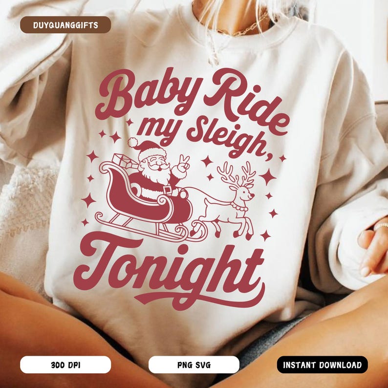 Santa Reindeer Svg Png, Vintage Christmas Santa Sleigh Png, Baby Ride ...