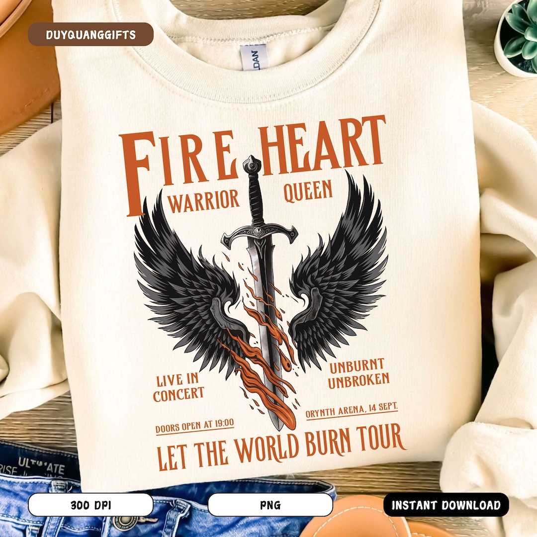 Vintage Fireheart PNG, Aelin Galathynius Shirts PNG, Sarah J Maas Fan ...