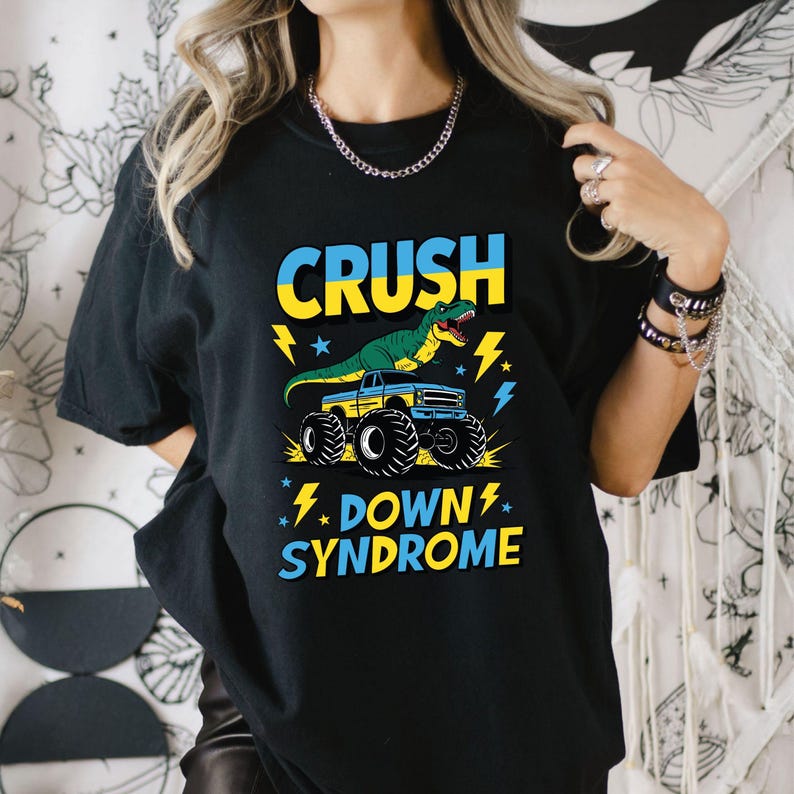 Crush Down Syndrome PNG, Monster Truck Awareness Shirt PNG, Blue Yellow ...