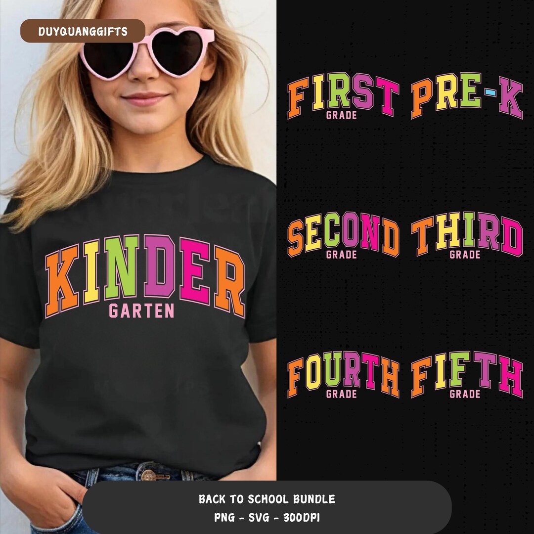 Preppy Back to School PNG SVG Bundle, First Day of School Sublimation ...