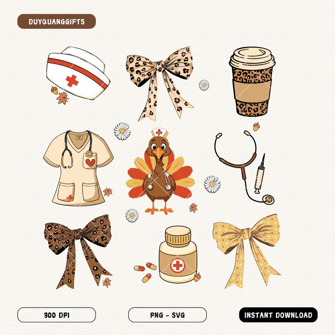 Thanksgiving Nurse Png Svg, Retro Nurse Thanksgiving Png, Cute Funny ...