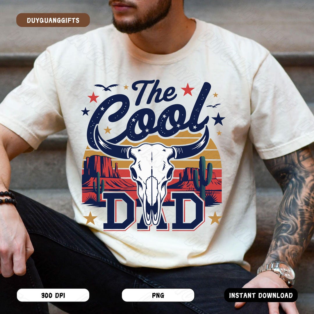 The Cool Dad PNG, Western Dad Shirt PNG, Retro Western the Cool Dad ...