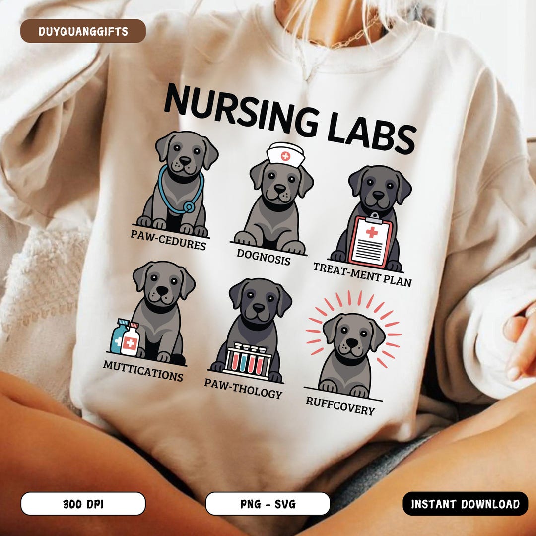 Nurse Black Lab Dog PNG SVG, Funny Nursing Pups Pun PNG, Pawcedures ...