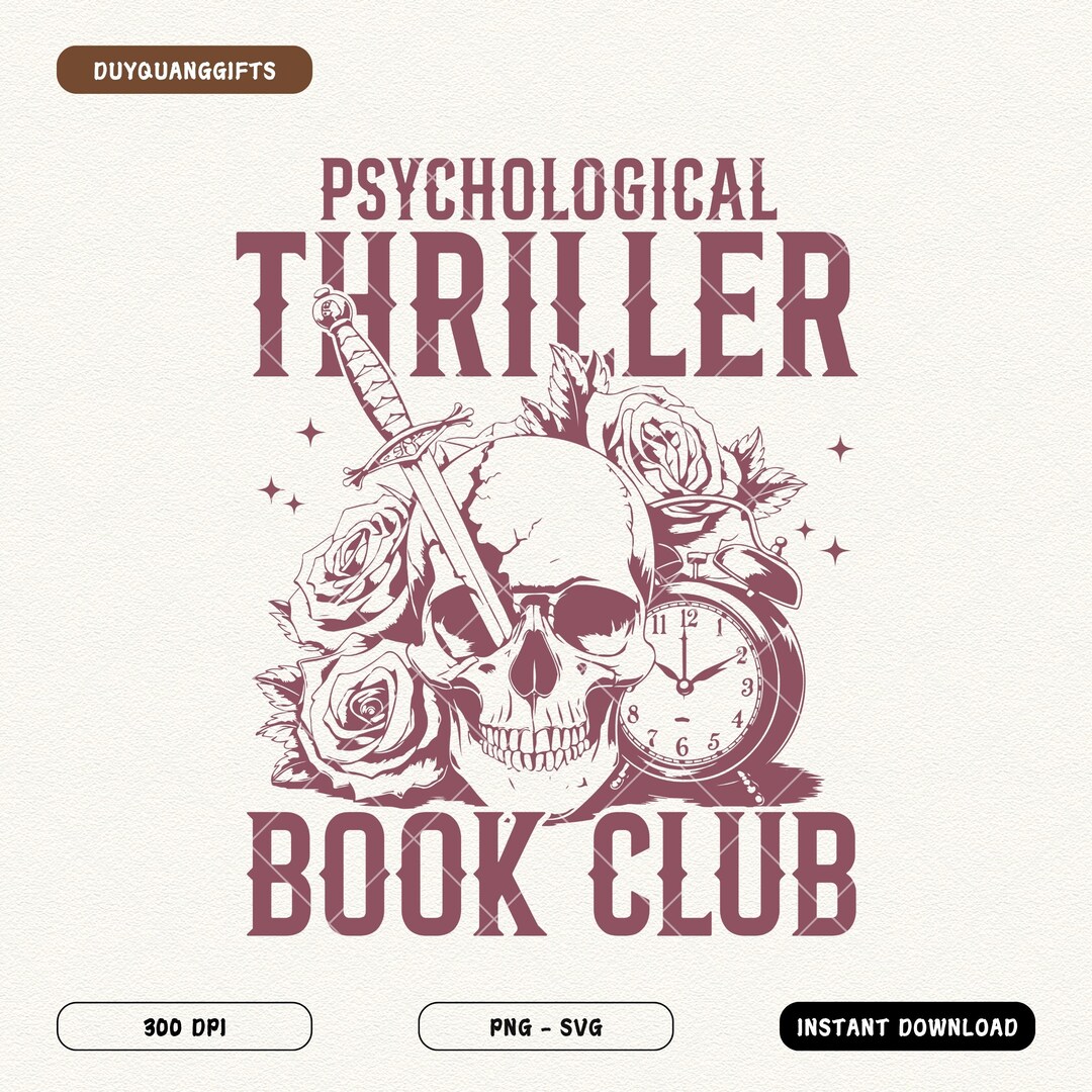 Psychological Thriller Book Club Png, Horror Book Club Svg, Vintage ...