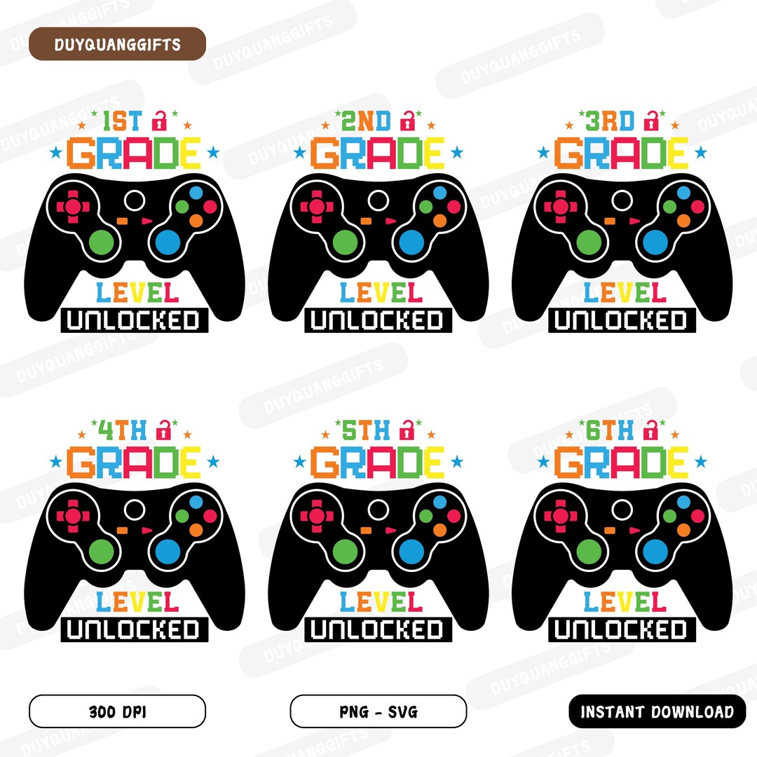 Grade Levels Unlocked Bundle SVG PNG, Back to School First Day Design ...