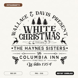Retro White Christmas Movie PNG, Vintage White Movie 1954 Svg, Merry ...