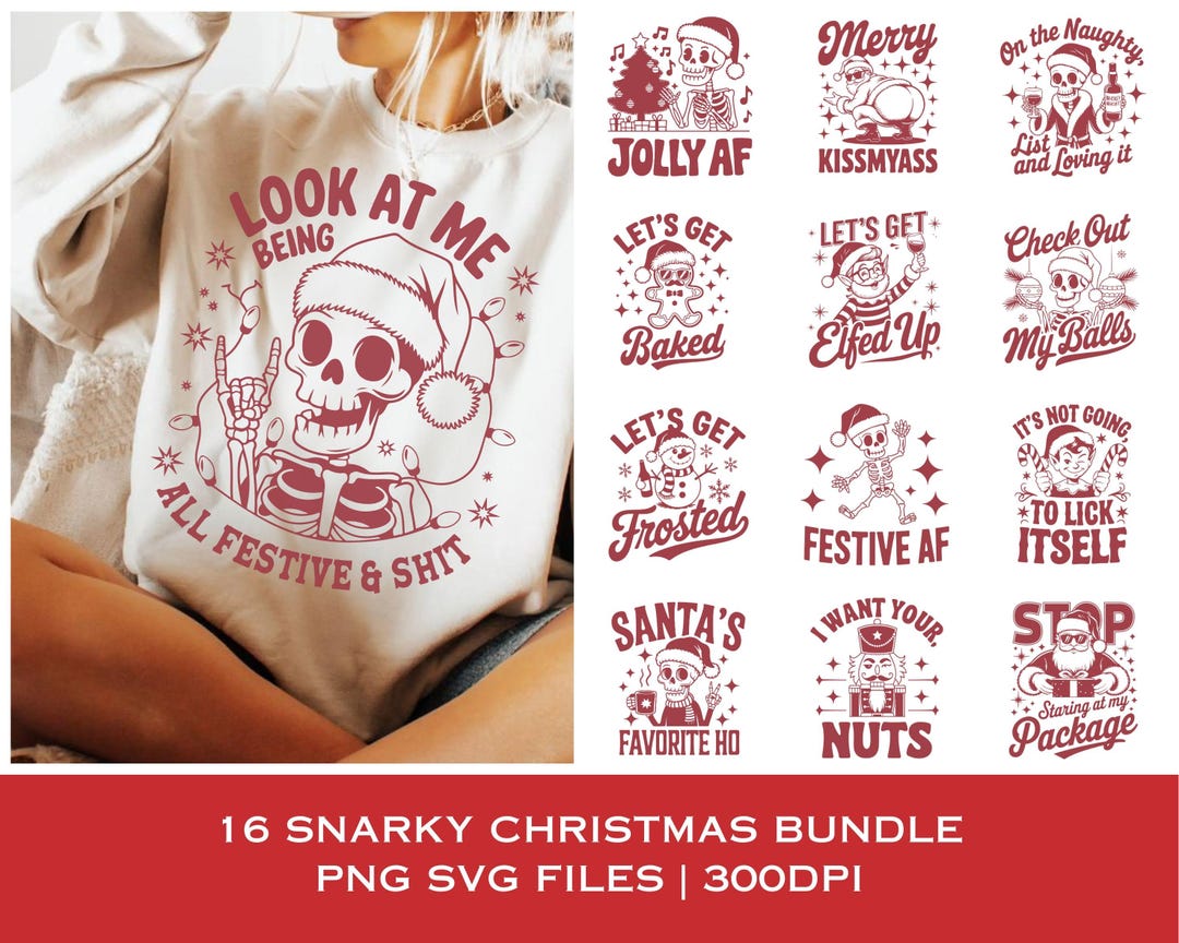 Snarky Christmas PNG Bundle, Vintage Christmas Humor Png, Funny ...