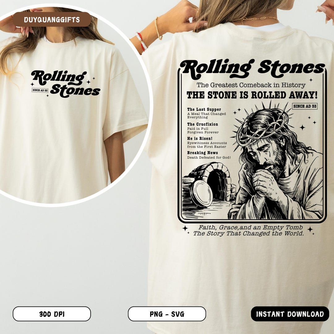 Rolling Stones PNG Digital Download, He is Risen Christian Easter Png ...