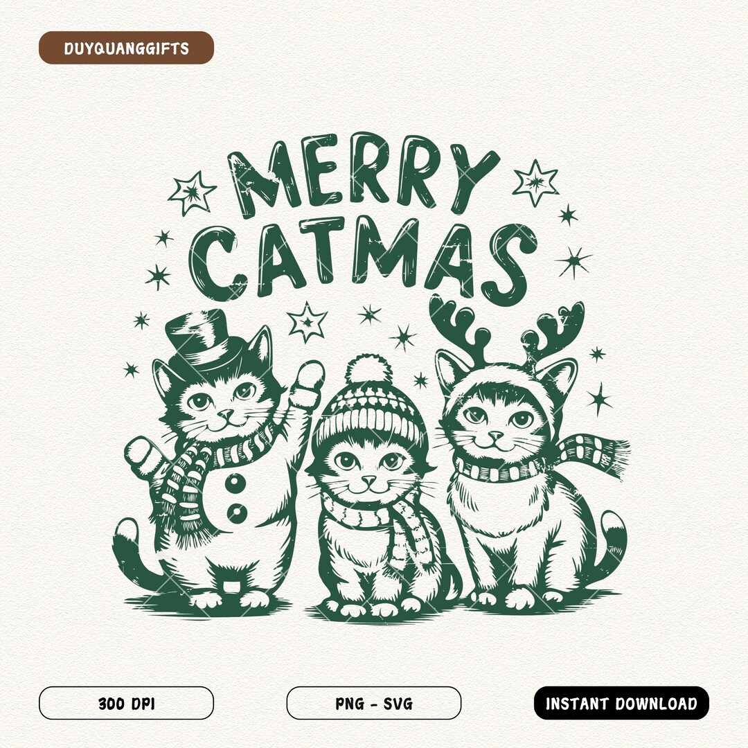 Merry Catmas PNG, Funny Christmas Cat Png, Meowy Christmas Png, Cat ...