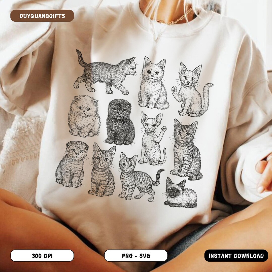 Cats 90s Vintage Tattoo Style PNG SVG, Retro Y2K Cat Png, Cute Cat ...