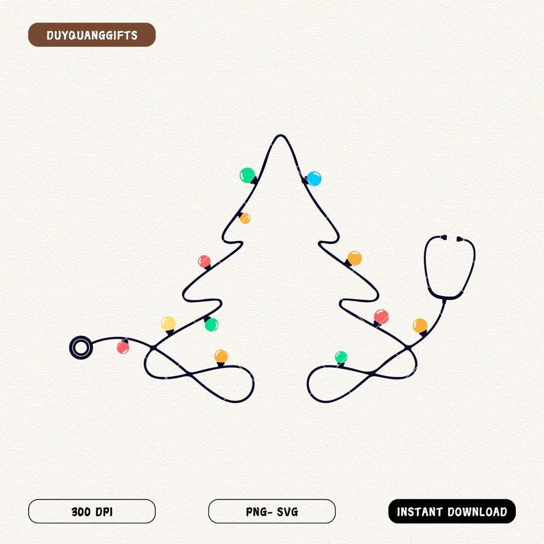 Nurse Christmas SVG, Christmas Tree With Lights, Stethoscope Christmas ...