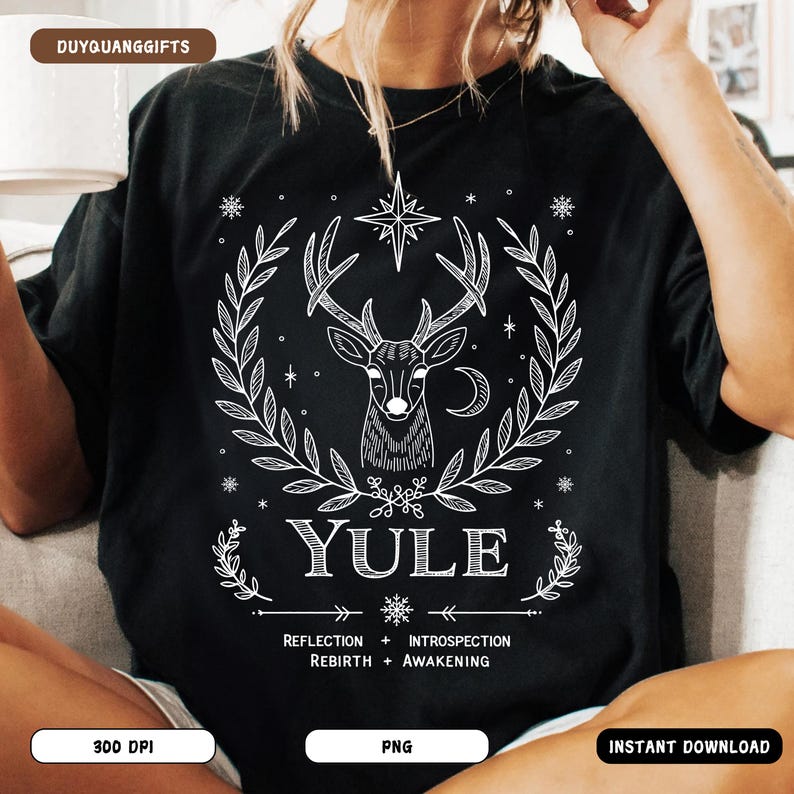 Yule PNG SVG, Pagan Christmas PNG, Winter Solstice Wiccan Witch Design ...
