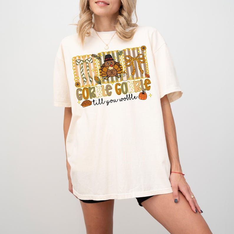 Preppy Thanksgiving Gobble PNG, Floral Turkey PNG Design, Cute Fall ...