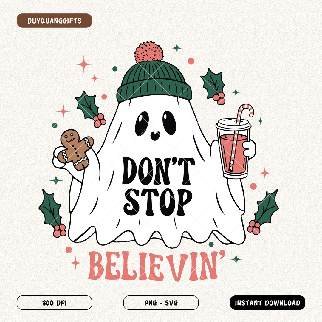 Vintage Christmas Ghost Png Svg, Holiday Christmas Png, Halloween Fun ...