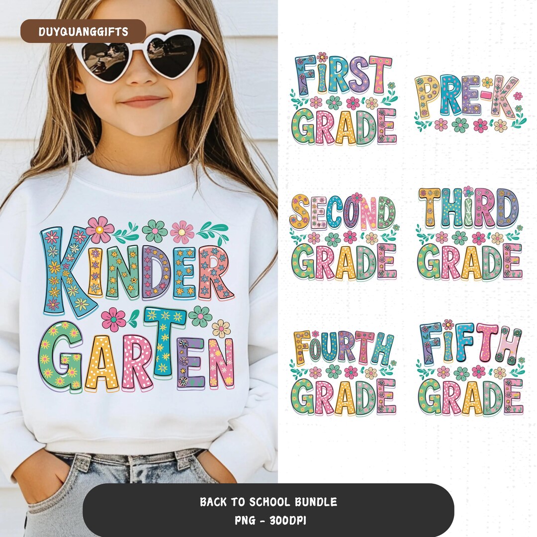 Preppy Back to School PNG SVG Bundle, Coquette Teacher Clipart, First ...