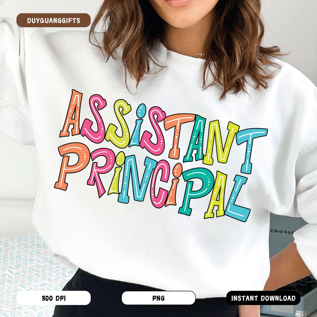 Assistant Principal PNG, Colorful Clip Art, Retro Back to School Shirt ...