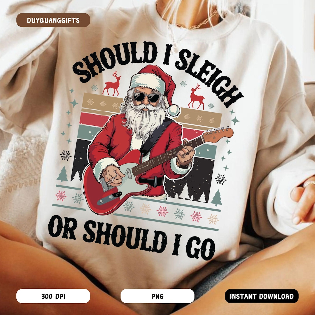 Rocker Santa PNG, Rocking Santa Claus Png, Funny Music Lover, Funny ...