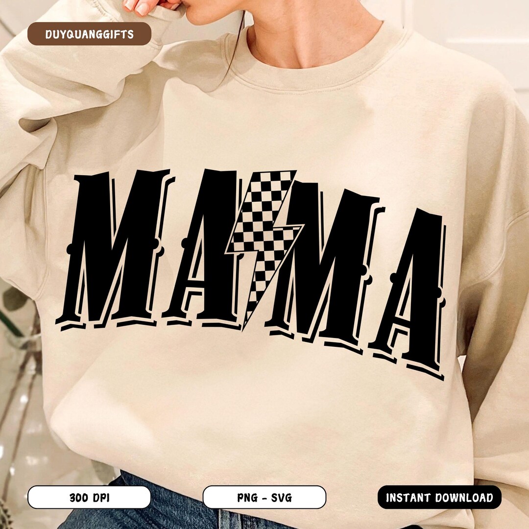 Checker Mama SVG, Funny Mom Life Shirt Design PNG, Retro Mother Clipart ...