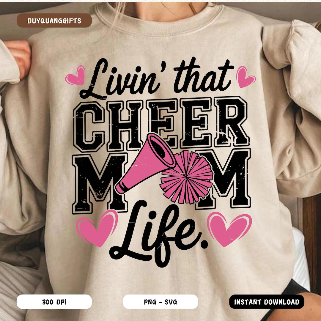 Retro Cheerleader Png Svg, Cheer Mom Life PNG, Cheer Mama Sublimation ...