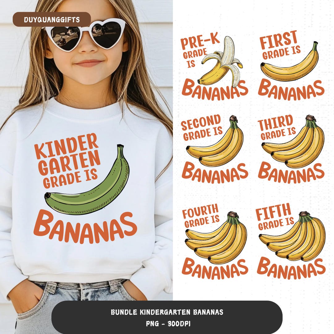 Kindergarten Bananas PNG Bundle, Funny Teacher Back to School ...