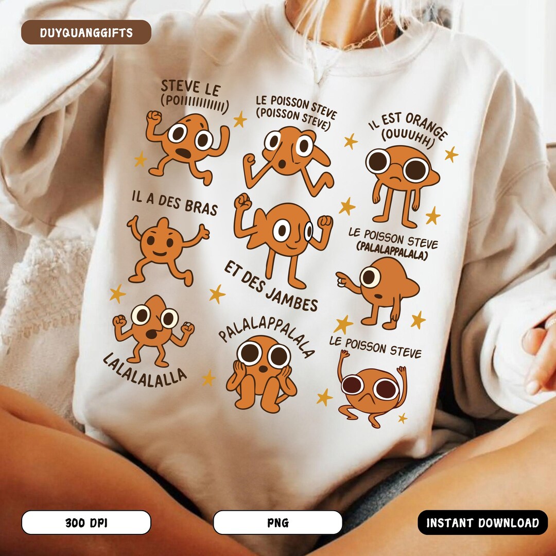 Funny Steve Le Poisson PNG, Cute Orange Fish Meme Sublimation Design ...