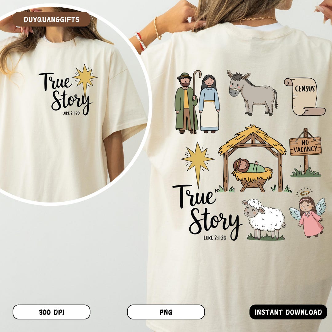 True Story PNG, Faith Based Christmas PNG Design, Nativity Scene ...
