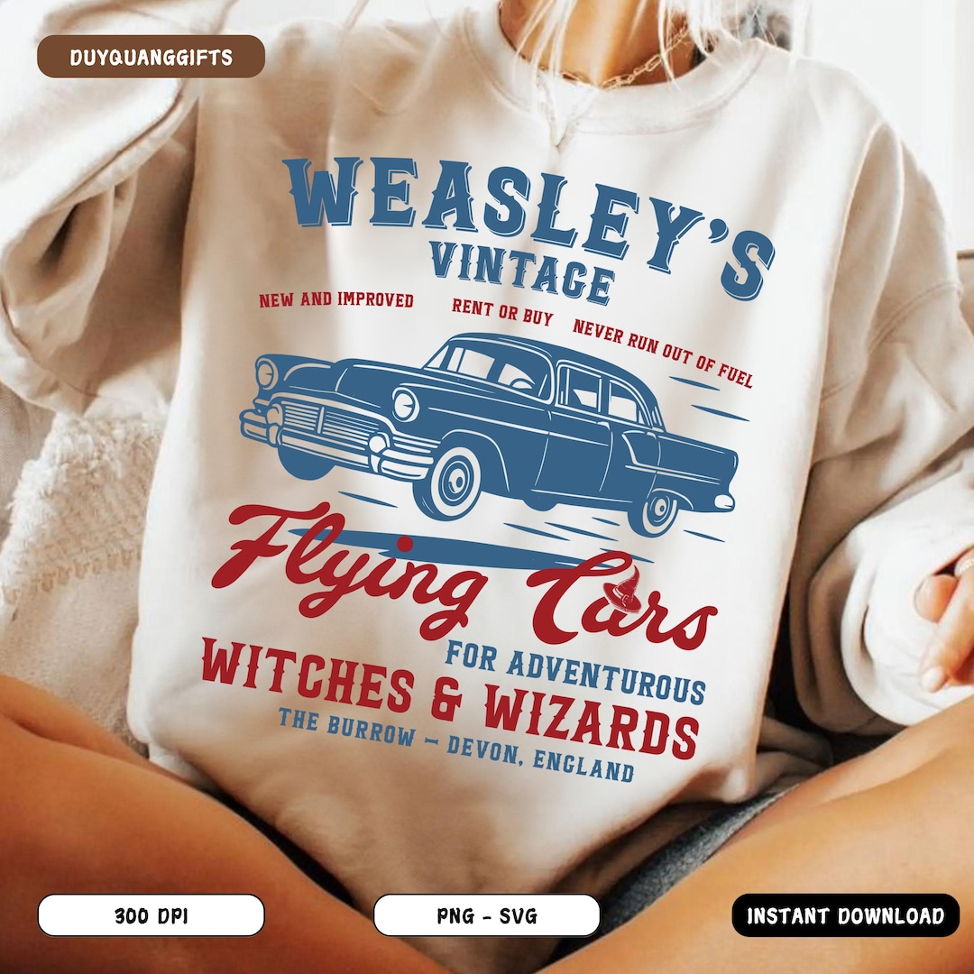 Weasley's Flying Car PNG SVG, Vintage Bookish Shirt PNG, Magical World ...