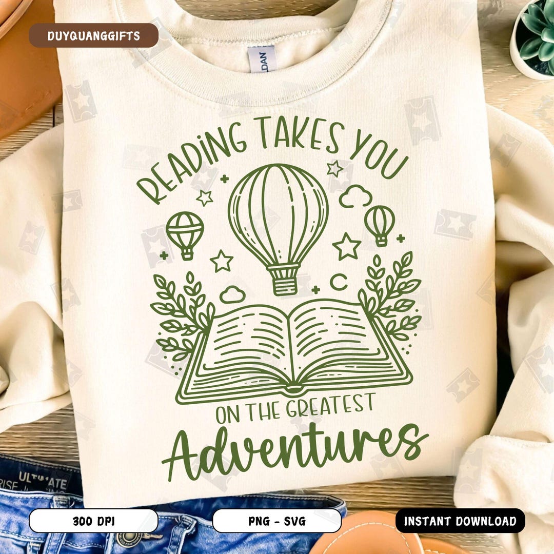 Reading Takes You on the Greatest Adventures SVG, Retro Book Lover PNG ...