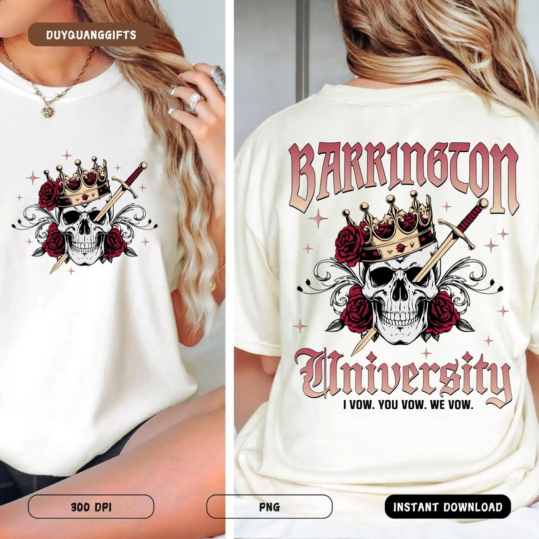 Barrington University PNG, Dark Romance Png for Shirts, Book Lover ...