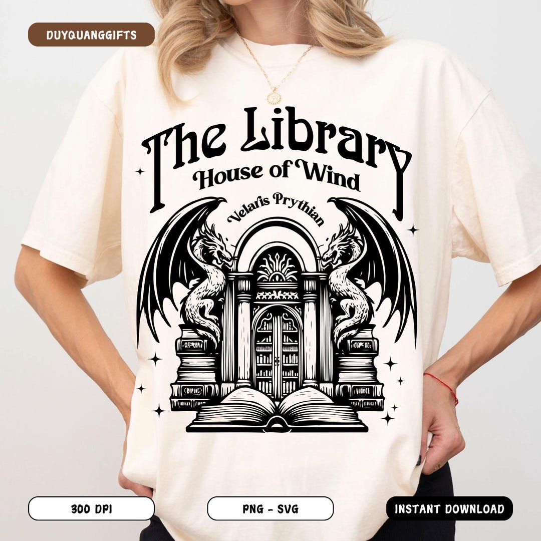 House of Wind Library SVG, Retro Book Club PNG, AOTAR Velaris Design ...