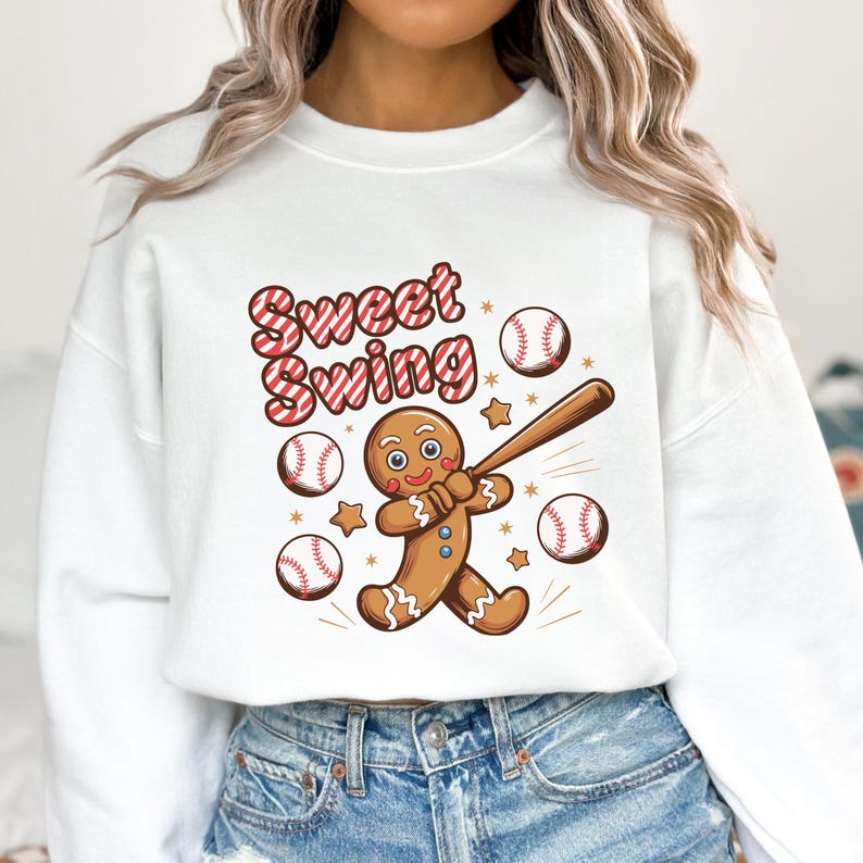 Cute Sweet Swing Png Svg, Retro Gingerbread Baseball Svg, Christmas ...