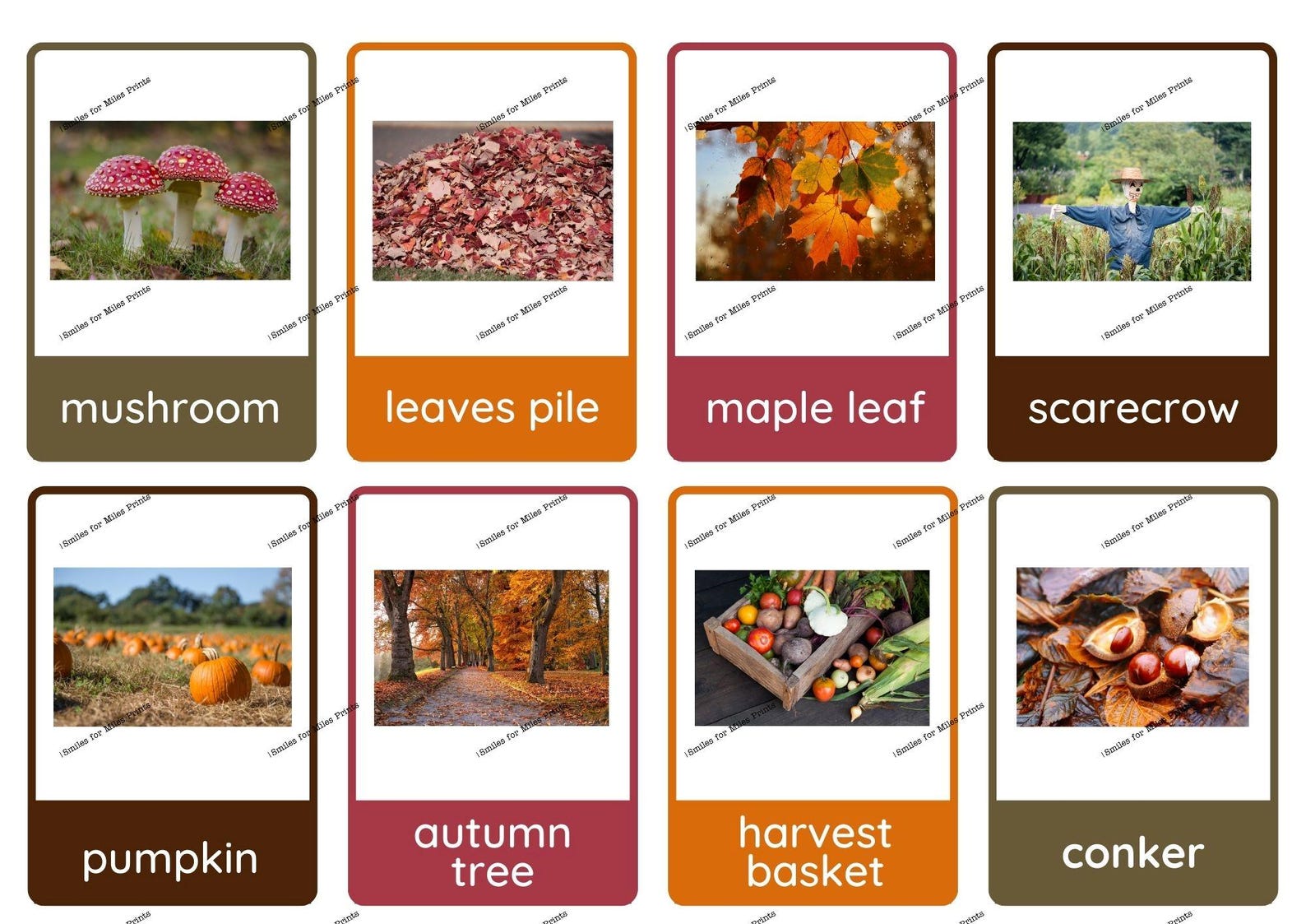 READY MADE Autumn Flashcard - Etsy